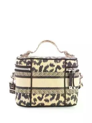 Dior Diortravel Convertible Vanity Case Mizza Embroidered Canvas Small Pouch - Brown