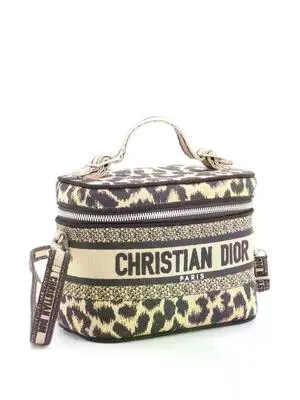 Dior Diortravel Convertible Vanity Case Mizza Embroidered Canvas Small Pouch - Brown