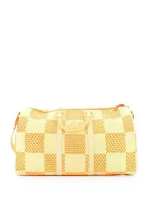 LOUIS VUITTON Keepall Bandouliere Bag Limited Edition Damier Raffia 50 Travel Bag - Neutrals