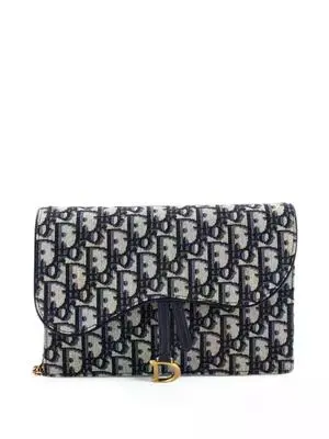 Dior Saddle Chain Oblique Canvas Clutch Bag