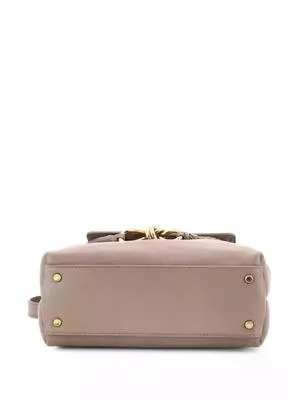 Bottega Veneta Ciao Ciao Leather Top Handle Bag With Intrecciato Detail - Grey