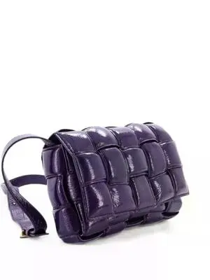 Bottega Veneta Cassette Padded Maxi Intrecciato Patent Crossbody Bag - Purple