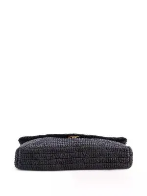 Saint Laurent Cassandre Envelope Raffia Clutch Bag - Black