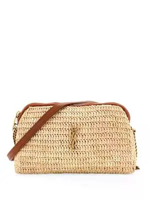 Saint Laurent Gaby Zipped Pouch Raffia Crossbody Bag - Brown