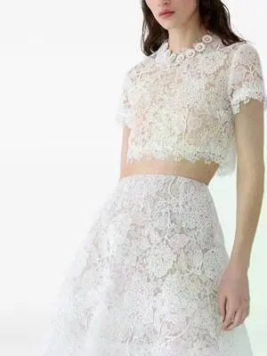 Carolina Herrera Hydrangea Lace Cropped Top