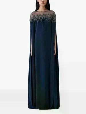 Carolina Herrera Embellished Cape Maxi Dress
