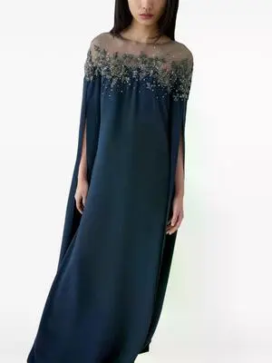 Carolina Herrera Embellished Cape Maxi Dress