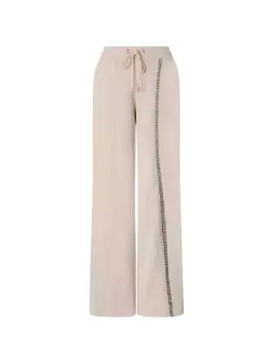 Pinko Embellished Drawstring Wide Leg Sweatpants - Neutrals
