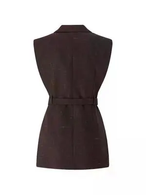 Pinko Belted Sleeveless Jacket - Brown