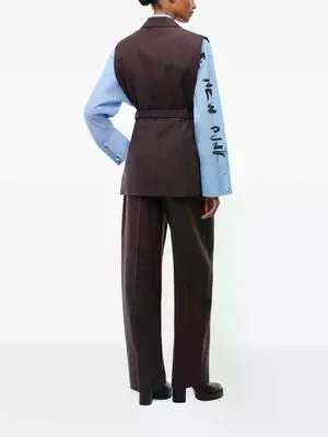 Pinko Belted Sleeveless Jacket With Notched Lapels