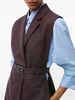 Pinko Belted Sleeveless Jacket With Notched Lapels