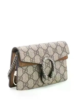 Gucci Dionysus Bag Gg Coated Canvas Super Mini Crossbody Bag - Brown
