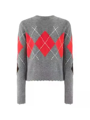 Pinko Argyle-intarsia Button-up Cardigan