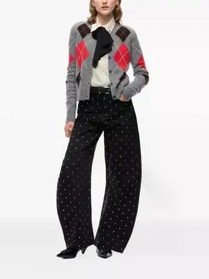 Pinko Argyle Intarsia Button-up Cardigan