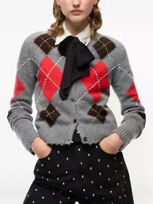 Pinko Argyle Intarsia Button-up Cardigan