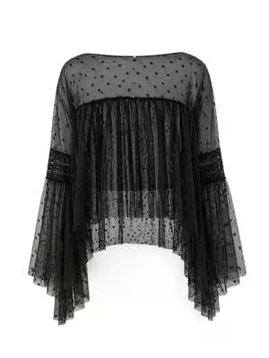 Alberta Ferretti Embroidered Sheer Blouse