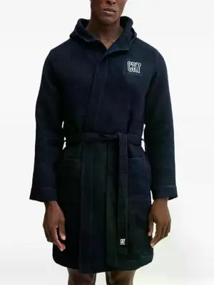 CR7 CRISTIANO RONALDO Waffle-knit Hooded Bath Robe - Blue