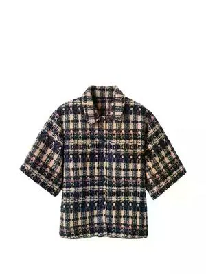 EDWARD ACHOUR PARIS Checked Tweed Shirt Jacket - Blue