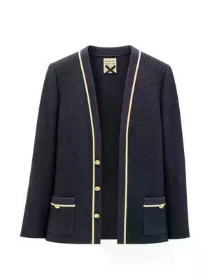 EDWARD ACHOUR PARIS Contrast-trim Bouclé Jacket - Blue