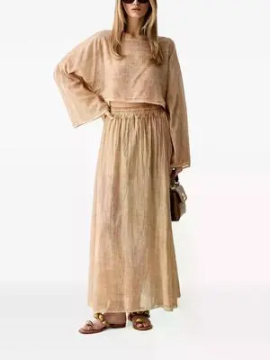 HAVEONE Elasticated-waistband Side-slit Maxi Skirt
