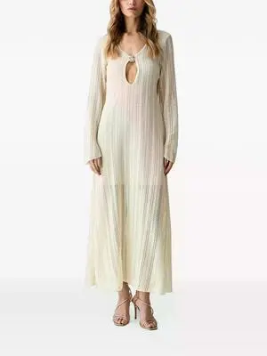 HAVEONE Cut-out Pointelle-knit Maxi Dress - Neutrals