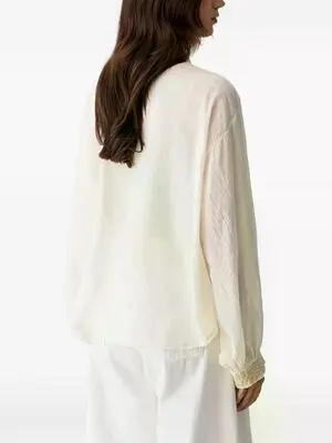 HAVEONE Lace-trim Button-up Blouse