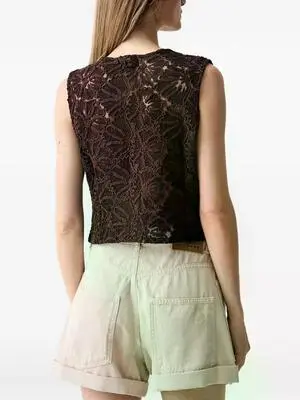 HAVEONE Floral-lace V-neck Top