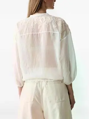 HAVEONE Embroidered Button-up Blouse