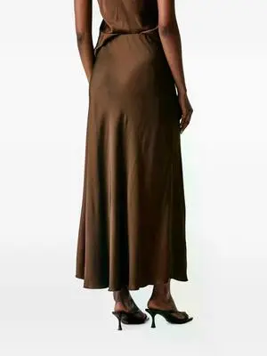 HAVEONE Satin-finish Flared Maxi Skirt