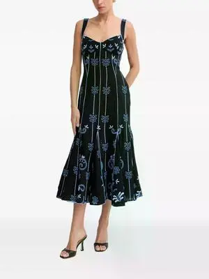 Charo Ruiz Ibiza Naia Embroidered Sleeveless Maxi Dress - Black