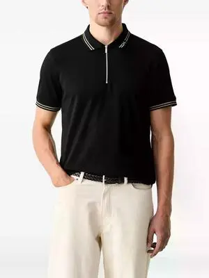 Karl Lagerfeld Zip-fastening Tipped Polo Shirt - Black