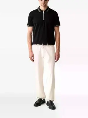 Karl Lagerfeld Zip-fastening Tipped Polo Shirt - Black