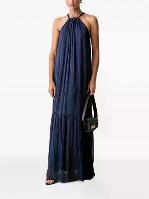 HAVEONE Halterneck Tiered Maxi Dress - Blue
