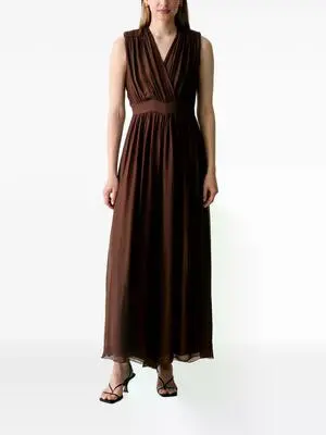 HAVEONE Gathered Sleeveless Jumpsuit - Brown