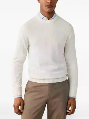 HACKETT LONDON Saddle Crew Cotton Sweater - White