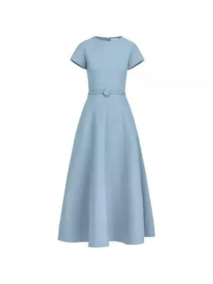 Oscar De La Renta Belted Cap-sleeve Flared Dress