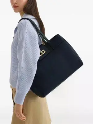 Furla Large Grained-leather Tote Bag - Blue