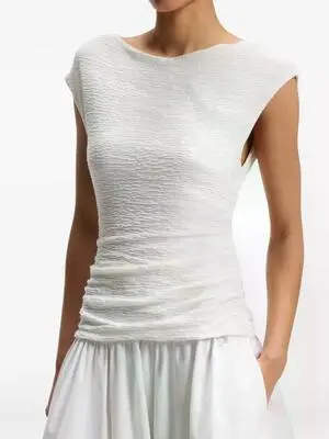 BOSS Ruched Detail Midi Dress - White