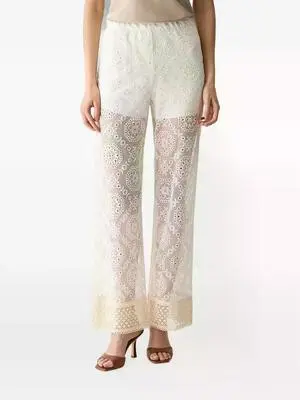 HAVEONE Broderie-anglaise Lace-trim Straight Trousers - White
