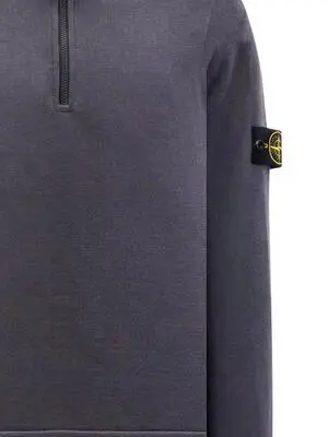 Stone Island Logo-patch Quarter-zip Sweater - Grey