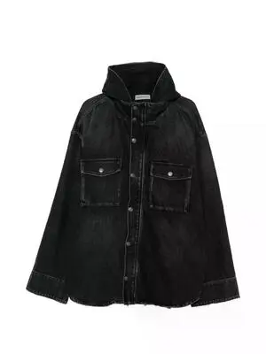 Balenciaga Hooded Denim Jacket - Black