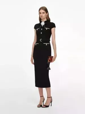 SELF-PORTRAIT Wool Crepe Midi Dress