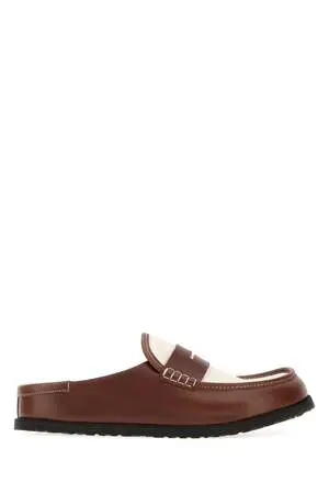 BIRKENSTOCK Two-tone Canvas And Nappa Leather Naples Slippers - White