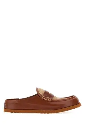 BIRKENSTOCK Two-tone Raffia And Nappa Leather Naples Slippers - White