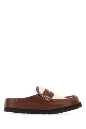 BIRKENSTOCK Two-tone Canvas And Nappa Leather Naples Slippers - White