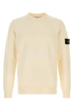 Stone Island Ivory Wool Blend Sweater - White