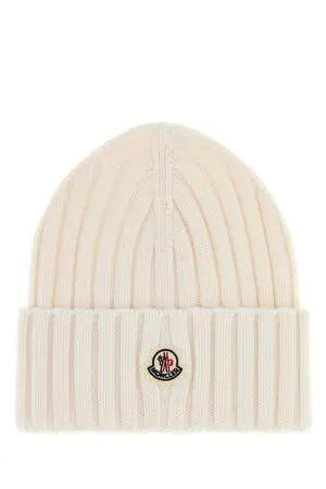 Moncler Ivory Wool Beanie Hat