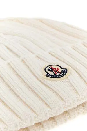 Moncler Ivory Wool Beanie Hat