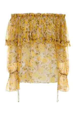 Chloé Printed Crepe Blouse - White