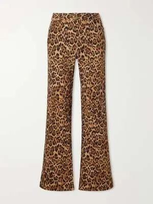 Anna Sui Animal-print Cotton-blend Wide-leg Pants - Leopard Print